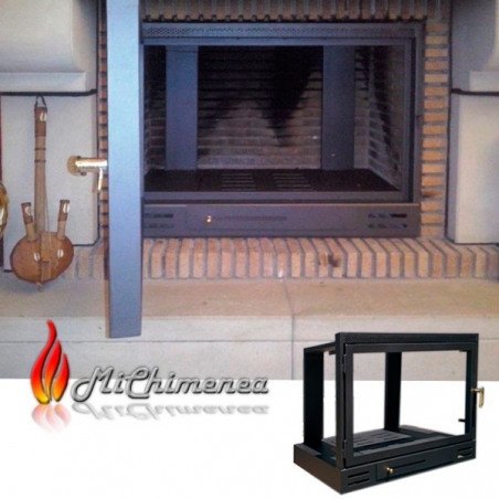 puerta de chimenea con entrada y salida de aire